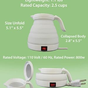 Roadfare Ultrathin Collapsible Kettle - Food Grade Silicone Travel Kettle - Foldable Mini Electric Tea Kettle