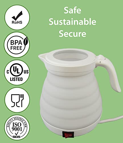 Roadfare Ultrathin Collapsible Kettle - Food Grade Silicone Travel Kettle - Foldable Mini Electric Tea Kettle