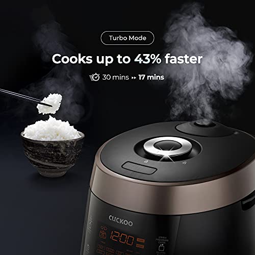 CUCKOO CRP-P1009SB | 10-Cup (Uncooked) Pressure Rice Cooker | 12 Menu Options: Quinoa, Oatmeal, GABA/Brown Rice & More, Made in Korea | Black/Copper