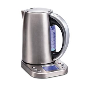 hamilton beach professional digital lcd variable temperature control electric tea kettle, water boiler & heater, 1.7l, cordless, auto-shutoff & boil-dry protection, silver (41028)