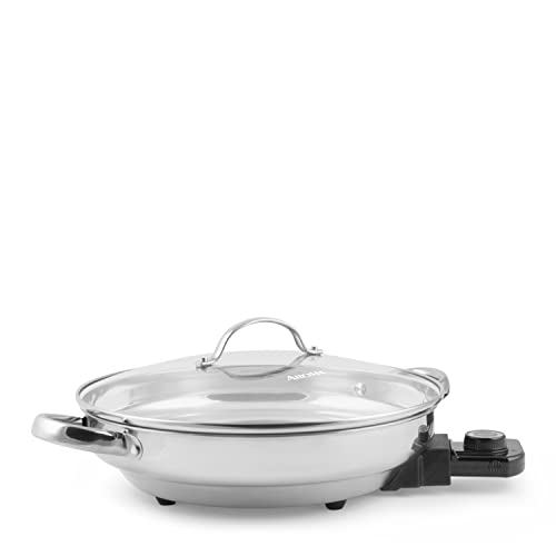 Aroma Housewares AFP-1600S Gourmet Series Stainless Steel Electric Skillet 11.8 inches