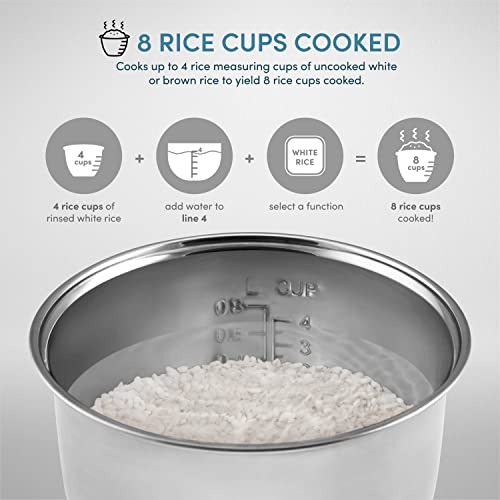 Aroma Housewares Select Stainless Digital Rice & Grain Multicooker, Rice Cooker 4 Cup uncooked, (ARC-914SBDS)