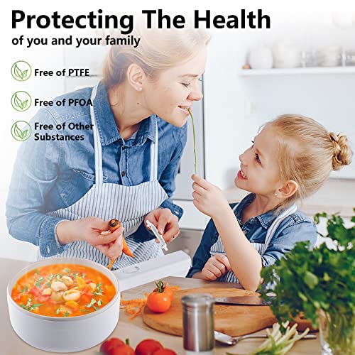 Ghjcvkp Electric Hot Pot, 1.5L Portable Non-Stick Pan for Steak, Egg, Fried Rice, Ramen, Oatmeal, Soup, Two Power Control and No Toxic Substances