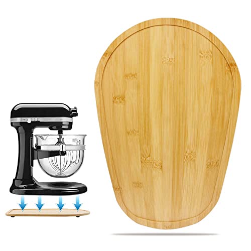 Bamboo Mixer Slider Compatible with Kitchen aid Bowl Lift 5-8 Qt Stand Mixer - Kitchen Countertop Storage Mover Sliding Caddy for Kitchen Aid 5-8 Qt Mixer, Mixer Appliance Moving Tray