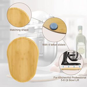 Bamboo Mixer Slider Compatible with Kitchen aid Bowl Lift 5-8 Qt Stand Mixer - Kitchen Countertop Storage Mover Sliding Caddy for Kitchen Aid 5-8 Qt Mixer, Mixer Appliance Moving Tray