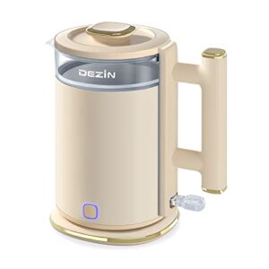 dezin electric kettle, 1.5l bpa free double wall electric water kettle with stainless steel filter, borosilicate glass hot water boiler with auto shut off & boil dry protection tech for coffee, tea