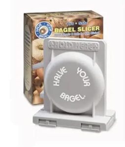 halve your bagel slicer safely cut large, medium, small bagels for home kitchens, coffee shops easy to use white plastic bagel slicers