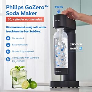 PHILIPS Sparkling Water Maker Soda Maker Soda Streaming Machine for Carbonating with 1L Carbonating Bottle, Seltzer Fizzy Water Maker, Compatible with Any Screw-in 60L CO2 Carbonator(NOT Included)