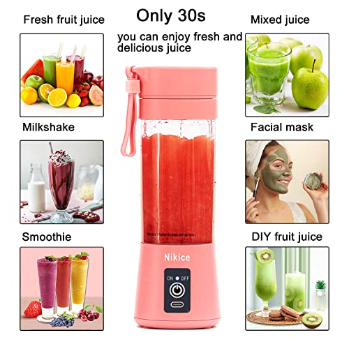 Portable Blender,Personal Size Blender Juicer Cup,Smoothies and Shakes Blender,Handheld Fruit Machine,Blender Mixer Home (pink)