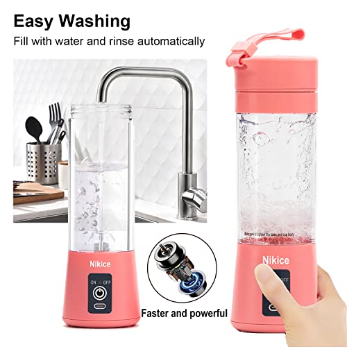 Portable Blender,Personal Size Blender Juicer Cup,Smoothies and Shakes Blender,Handheld Fruit Machine,Blender Mixer Home (pink)