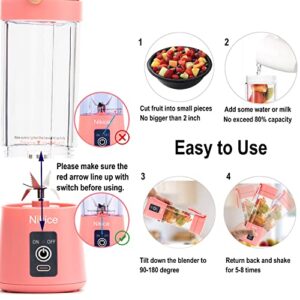 Portable Blender,Personal Size Blender Juicer Cup,Smoothies and Shakes Blender,Handheld Fruit Machine,Blender Mixer Home (pink)