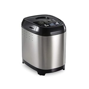 hamilton beach digital electric bread maker machine artisan and gluten-free, 2 lbs capacity, 14 settings, black and stainless steel (29985)