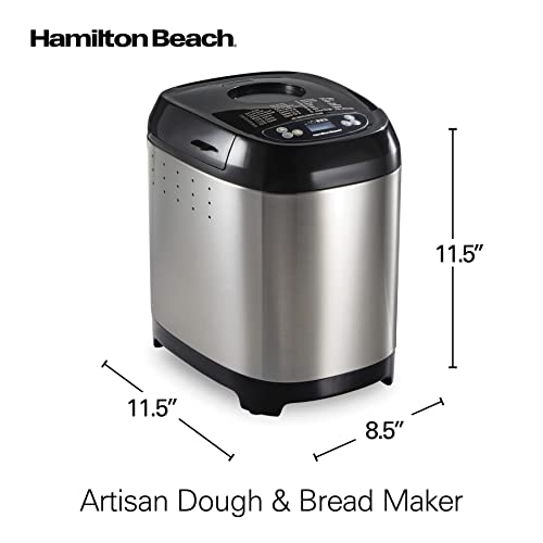 Hamilton Beach Digital Electric Bread Maker Machine Artisan and Gluten-Free, 2 lbs Capacity, 14 Settings, Black and Stainless Steel (29985)