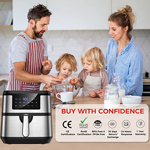 Airfryer XL Air Fryers Large Air Fryer 8QT Smart Digital Air Fryer with Basket Oilless Electric Cooker with LED Touchscreen 10 Presets Auto Shut Off