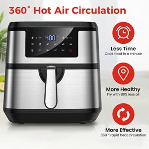 Airfryer XL Air Fryers Large Air Fryer 8QT Smart Digital Air Fryer with Basket Oilless Electric Cooker with LED Touchscreen 10 Presets Auto Shut Off