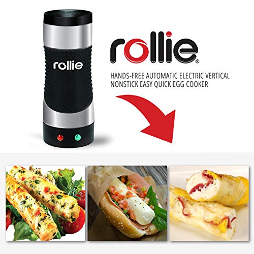 Rollie Egg cooker Automatic Electric Vertical (Stainless steel) / Egg sandwich,Egg rolls, Omelets, Scrambled eggs, Breakfast egg maker. Free cleaning brush + 25 recipes