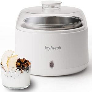 joymech yogurt maker, compact greek yogurt maker machine with constant temperature control, stainless steel container, 1 quart for home organic yogurt