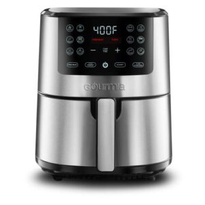 gourmia 4-qt digital air fryer with guided cooking, easy clean, stainless steel