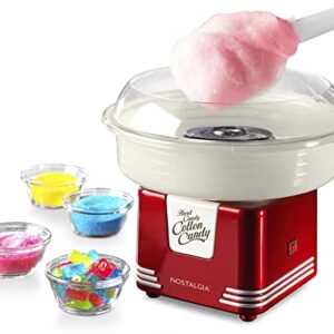 Nostalgia Retro Countertop Cotton Candy Maker, Vintage Candy Machine for Hard Candy & Flossing Sugar, Includes 2 Reusable Cones and Scoop, Retro Red