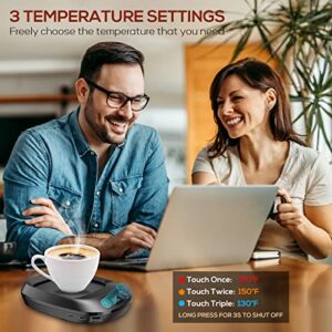 Coffee Mug Warmer, 70W Coffee Cup Warmer with 3-Temps Settings(130 ~ 170°F), Auto Shut Off and Timing Function,USB Coffee Warmer with Phone Charger Desk Use,Beverage Warmer Keep Coffee Tea Milk Hot