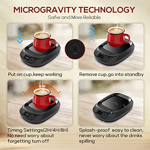 Coffee Mug Warmer, 70W Coffee Cup Warmer with 3-Temps Settings(130 ~ 170°F), Auto Shut Off and Timing Function,USB Coffee Warmer with Phone Charger Desk Use,Beverage Warmer Keep Coffee Tea Milk Hot