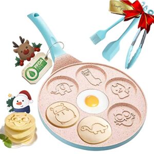 dayooh pancake pan nonstick, egg waffle maker breakfast silver dollar pancake waffle pan for pancakes nonstick pancake maker griddle, crepe maker 7 animal pancakes molds for kids omelette skillet pan