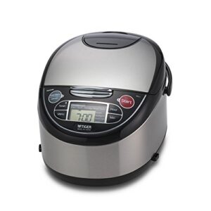 tiger jax-t10u-k 5.5-cup (uncooked) micom rice cooker with food steamer & slow cooker, stainless steel black