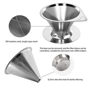 LHS Pour Over Coffee Dripper Reusable Slow Drip Paperless Coffee Filter,Stainless Steel Pour Over Coffee Maker Cone Coffee Dripper for 1-2 Cup,Argyle Pattern