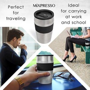 Mixpresso 2 in 1 Grind & Brew Automatic Personal Coffee Maker, Automatic Single Serve Coffee Maker with Grinder Built-In and 14oz Travel Mug, Auto Shut Off Function,Black Travel Coffee Maker