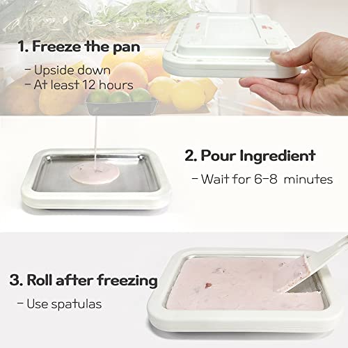 Faaz Store Instant Ice Cream Roll Maker With Cold Ice Cream Plate 2 Scrapers, Ideal For Fruit Sorbet Soft Serve Slushies Frozen Yogurt Gelato Rolled Ice Cream