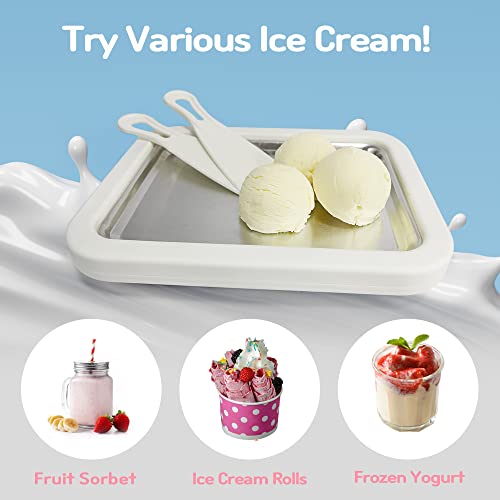 Faaz Store Instant Ice Cream Roll Maker With Cold Ice Cream Plate 2 Scrapers, Ideal For Fruit Sorbet Soft Serve Slushies Frozen Yogurt Gelato Rolled Ice Cream