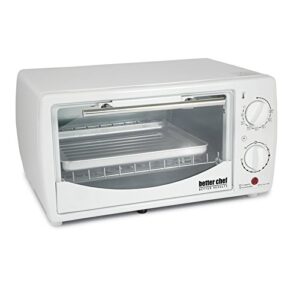 better chef basic toaster oven | 4-slice | 60-minute timer | slide out rack | bake tray | broil (white)