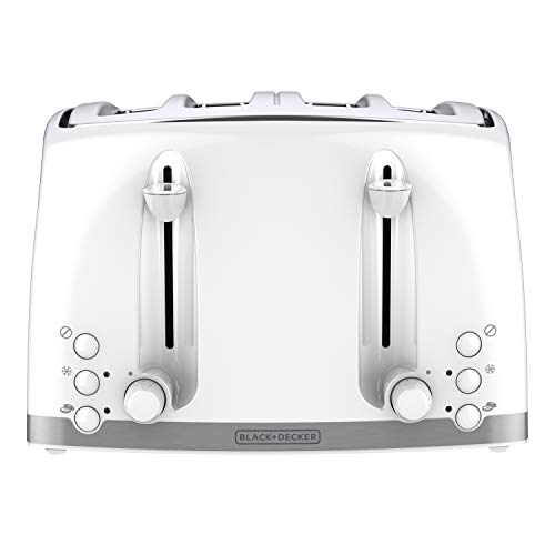 BLACK+DECKER Honeycomb Collection 4-Slice Toaster with Premium Textured Finish, TR1450WD, White