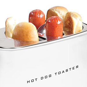 Nostalgia HDT900WHT Pop-Up 2 Hot Dog and Bun Toaster With Mini Tongs, Works with Chicken, Turkey, Veggie Links, Sausages and Brats, White