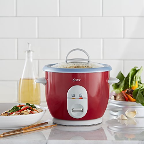 Oster 6-Cup Rice Cooker with Steamer, Red (004722-000-000)