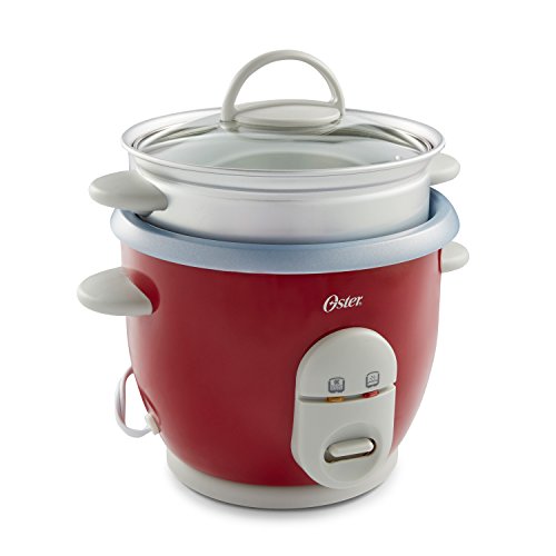 Oster 6-Cup Rice Cooker with Steamer, Red (004722-000-000)