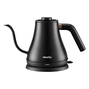 mecity electric kettle gooseneck water kettle stainless steel tea kettle water boiler fast heating, auto shut off, 27 ounce, 1000w, matte black