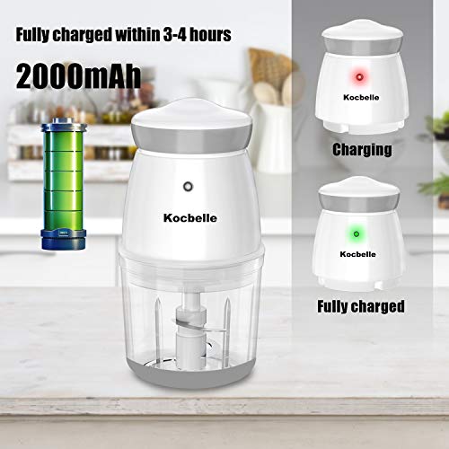 Food Processor - Cordless Mini Food Chopper Electric 200-Watt Small Food Processor & Vegetable Chopper 2.5 Cup 20 Oz Glass Bowl with Scraper for Blending, Mincing and Meal Preparation