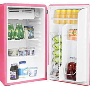 FRIGIDAIRE EFR372-PINK 3.2 Cu Ft Pink Retro Compact Rounded Corner Premium Mini Fridge