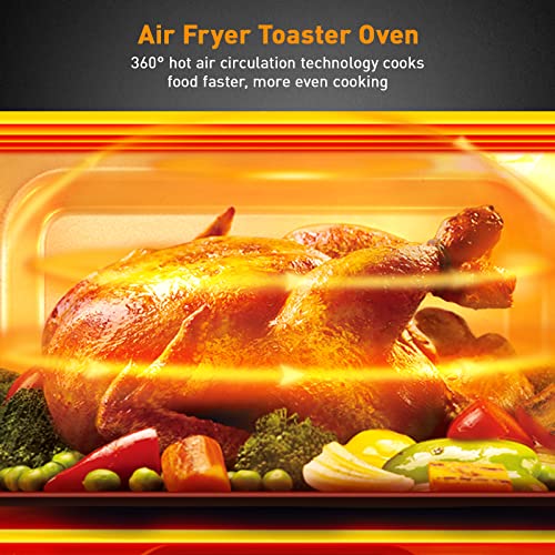 10-in-1 Air Fryer Oven, 20QT Toaster Oven Air Fryer Combo, Digital LCD Touch Screen, 6-Slice Toast, Air Fry, Roast, Bake, Dehydrates, Reheat, Oil-Free Black Stainless Steel with 7 Accessories