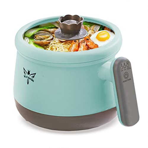 Avkobow Smart Automatic Multi-function Electric Hot Pot 1.8L, Shabu Shabu Mini Non-Stick Hot Pot with Multi-Power Control, Electric Cooker with Tempered Glass Lid for Family, Party and Friends Gathering (Green)