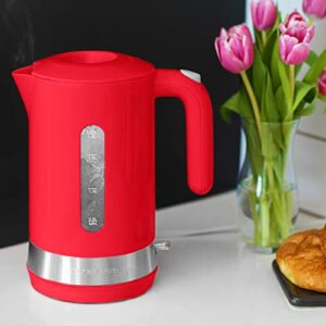 Ovente Electric Kettle, 1.8 Liter with Prontofill Lid, 1500 Watt BPA-Free Fast Heating Element with Auto Shut-Off & Boil Dry Protection, Instant Hot Water Boiler for Coffee & Tea, Red KP413R