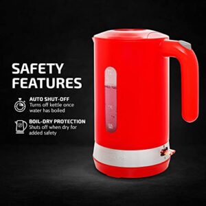 Ovente Electric Kettle, 1.8 Liter with Prontofill Lid, 1500 Watt BPA-Free Fast Heating Element with Auto Shut-Off & Boil Dry Protection, Instant Hot Water Boiler for Coffee & Tea, Red KP413R