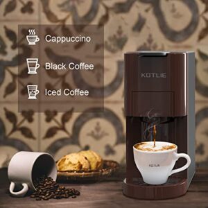 KOTLIE 【Updated】 Single Serve Coffee Maker, 3in1 Espresso Machine for Nespresso Original/K-Cup/Ground Coffee Brewer, 2oz to 10oz Cup, 28oz Removable Water Tank, 19 Bar, 1450W