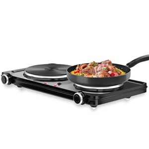 hot plate for cooking, vayepro 1800w portable electric stove,double electric burner for cooking,ul listed,cooktop for dorm office home camp, compatible with all cookware