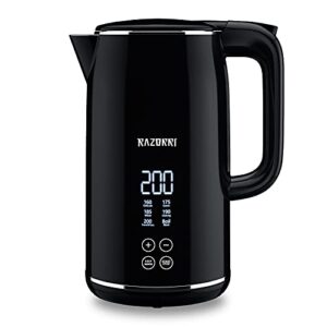 razorri electric kettle 1-click control led digital display, 1.7 liter bpa-free, stainless steel double insulated wall, boil dry protection, keeps warm for tea coffee, cool to touch, cordless, black