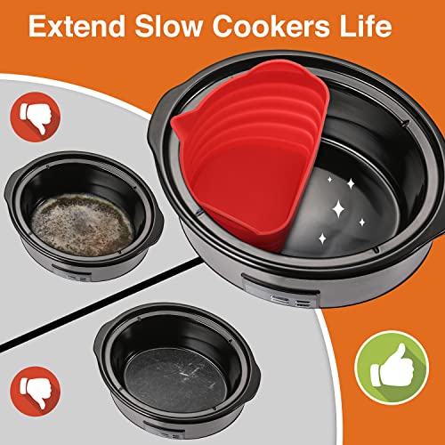 Silicone Slow Cooker Liners Slow Cooker Divider Liner Silicone Insert for Crockpot Resuable & Leakproof Cooking Liner for 6QT Oval Slow Cookers Kitchen Accessories BPA Free Dishwasher Safe