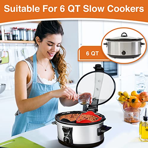 Silicone Slow Cooker Liners Slow Cooker Divider Liner Silicone Insert for Crockpot Resuable & Leakproof Cooking Liner for 6QT Oval Slow Cookers Kitchen Accessories BPA Free Dishwasher Safe