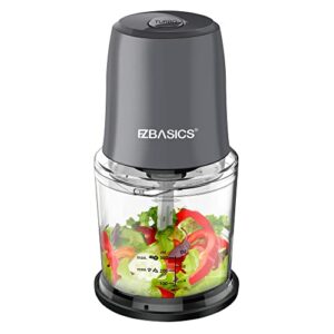 food processor, ezbasics small food processor for vegetables, meat, fruits, nuts, 2 speed mini food chopper with sharp blades, 2-cup capacity, silver