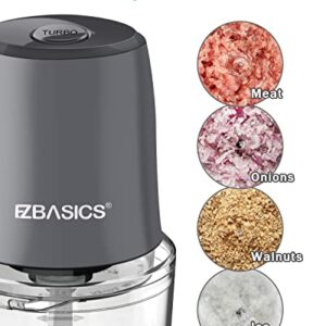 Food Processor, EZBASICS Small Food Processor for Vegetables, Meat, Fruits, Nuts, 2 Speed Mini Food Chopper With Sharp Blades, 2-Cup Capacity, Silver